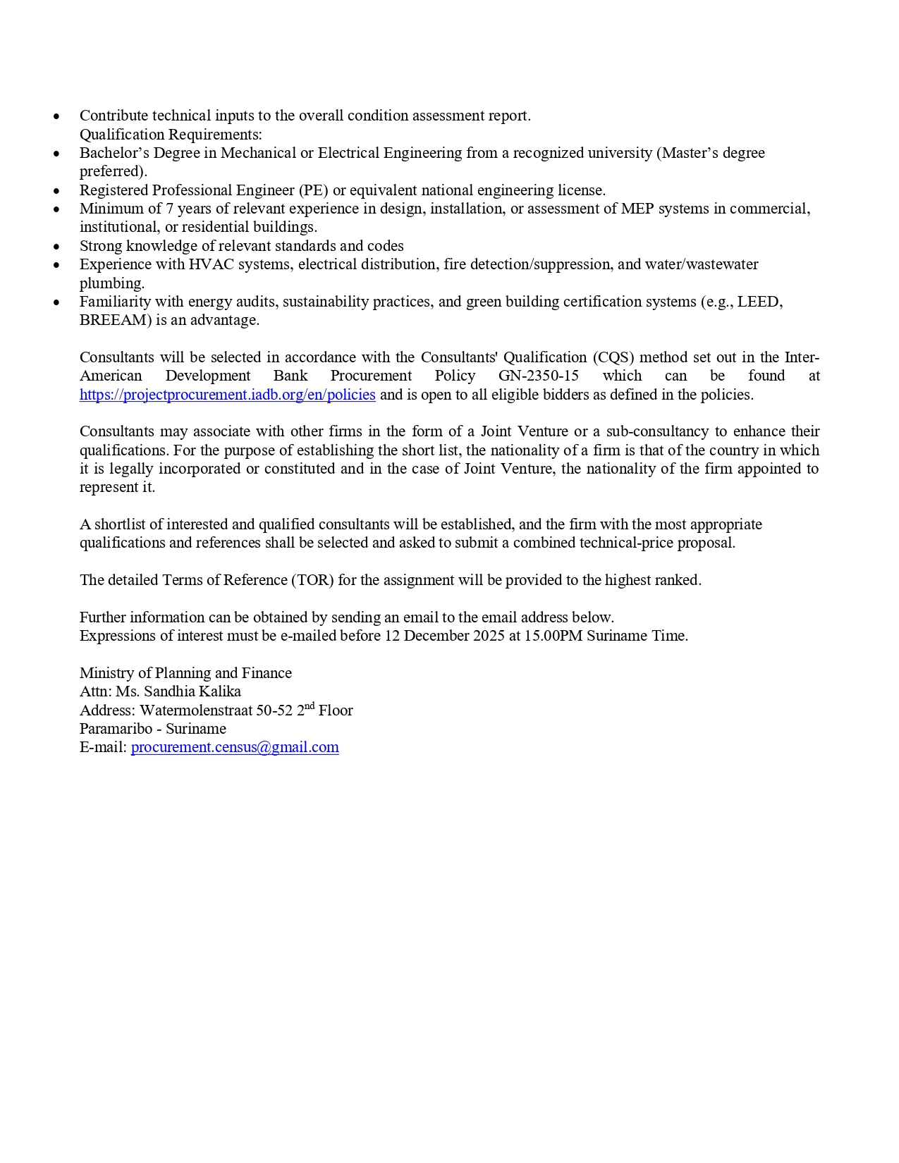 SU-L1070-GBS Technical Assessment_REOI - Technical Assessment of GBS Buildings in Paramaribo ...